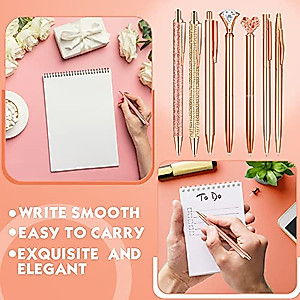 Estune 12 Pcs Diamond Pens Metal Liquid Sand Glitter Ballpoint Pen Set Girly Crystal Pen Women Ballpoint Pens Black Ink Ball Point Pen Gifts for Office School Wedding Party Desk Supplies (Rose Gold)