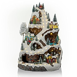 Alpine Corporation 18"H Indoor Animated Winter Wonderland Set with LED Lights and Music
