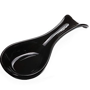 Ceramic Spoon Rests for Kitchen, Spoon Rest for Stove Top Countertop Utensil Rest Ladle Spoon Holder for Cooking Home Decor, Black Color