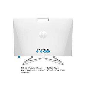 HP 24 All-in-One PC, Intel Core i3-1115G4, 4GB RAM, 256GB SSD, Full HD Micro-Edge Display, 720p Privacy Webcam, Wi-Fi and Bluetooth Combo, Snow White, Windows 11 Home (Renewed)
