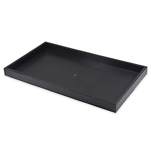 CuteBox Company Black Plastic Tray (14.75” x 8.25” x 1”) with 7 Compartment Red Flocked Tray Insert for Jewelry Storage, Organization, Merchandise, Display