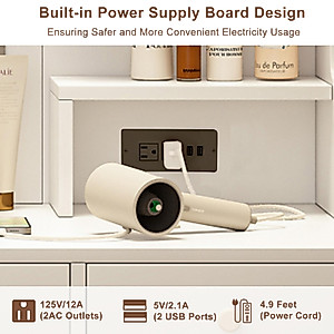 Wakefit Vanity Desk with Mirror and Lights, 42'' Makeup Vanity with Power Outlet, Makeup Table with Drawers and Cabinet, 3 Lighting Modes Adjustable Brightness, for Bedroom, Dressing Room, White