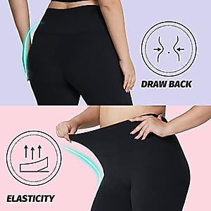 Happy.angel Plus Size Leggings with Pockets for Women, High Waisted Black Yoga Workout Leggings 3X 4X