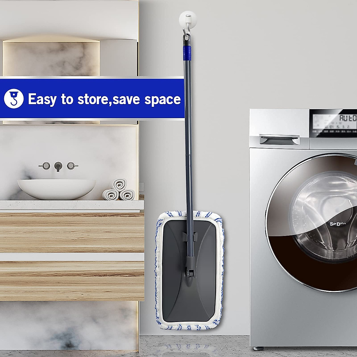 MASTERTOP Large Microfiber Mop - Microfiber Mop Floor Cleaning System, 16x8.4“ Flat Mop, Dust Mop, Hardwood Floor Mop, Washable, 360 Degree, 5 Microfiber Mop Replacement Pad, 1 Cleaning Scraper