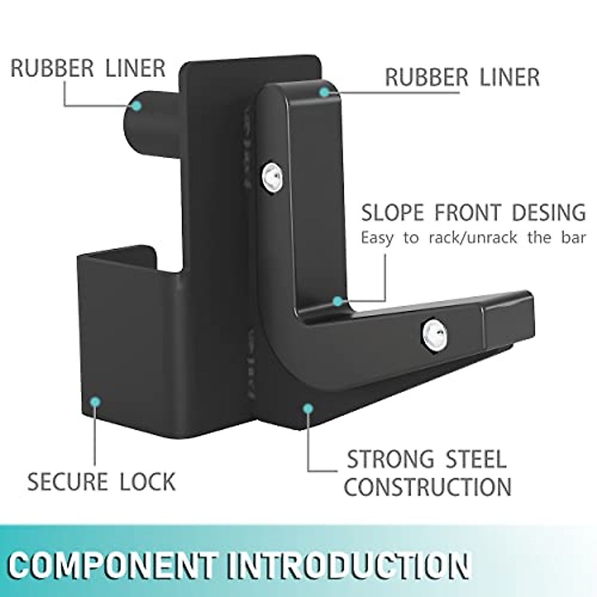 MAJOR LUTIE J-Hook, Power Cage Attachments Barbell Bar Holders for Squat Rack for PLM03, Set of 2