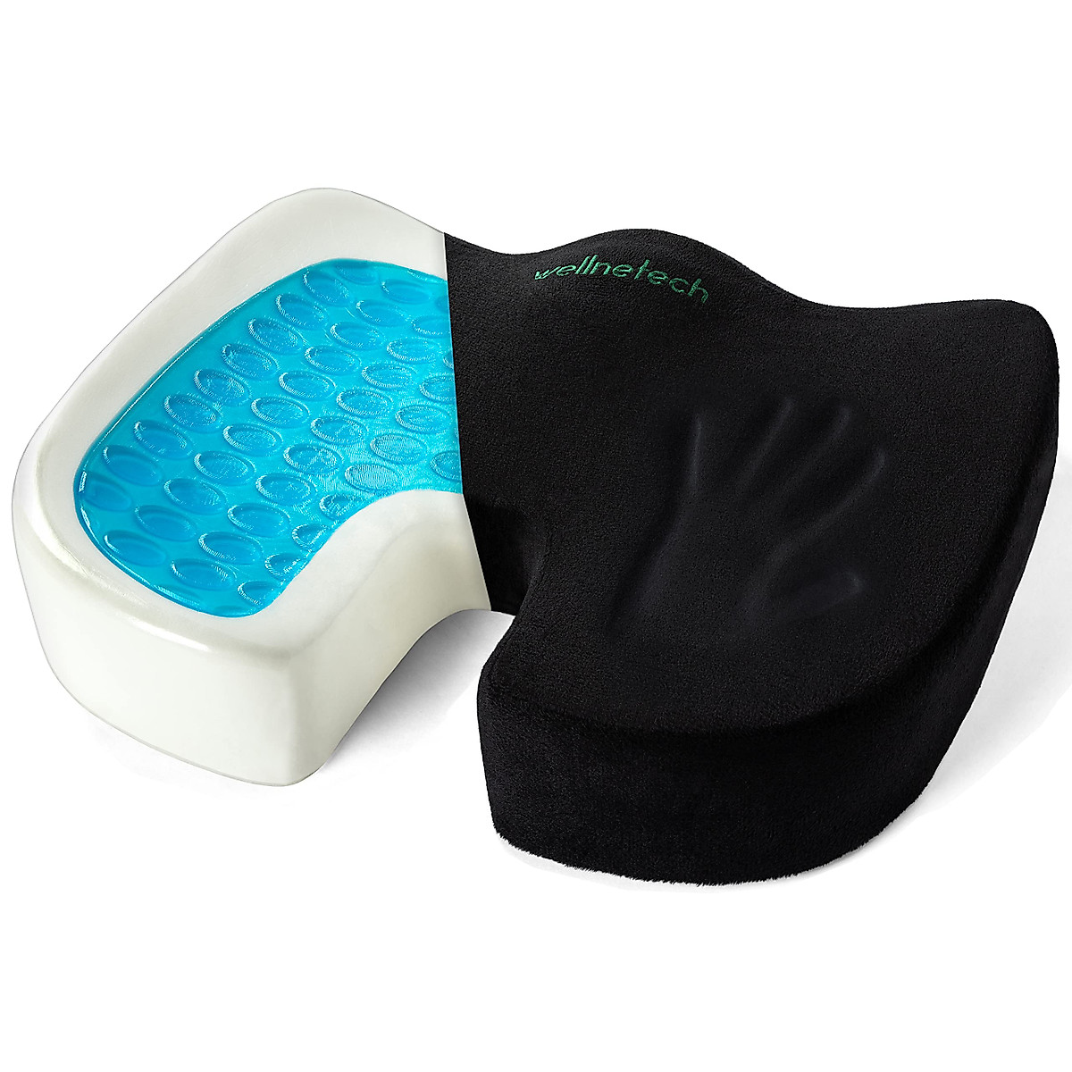 Wellnetech Seat Cushion Non-Slip Sciatica & Back Coccyx Tailbone Pain Relief Car Seat Cushion All-Day Sitting Comfort for Office Desk Gaming Chair. Enhanced Gel Memory Foam Seat Cushion