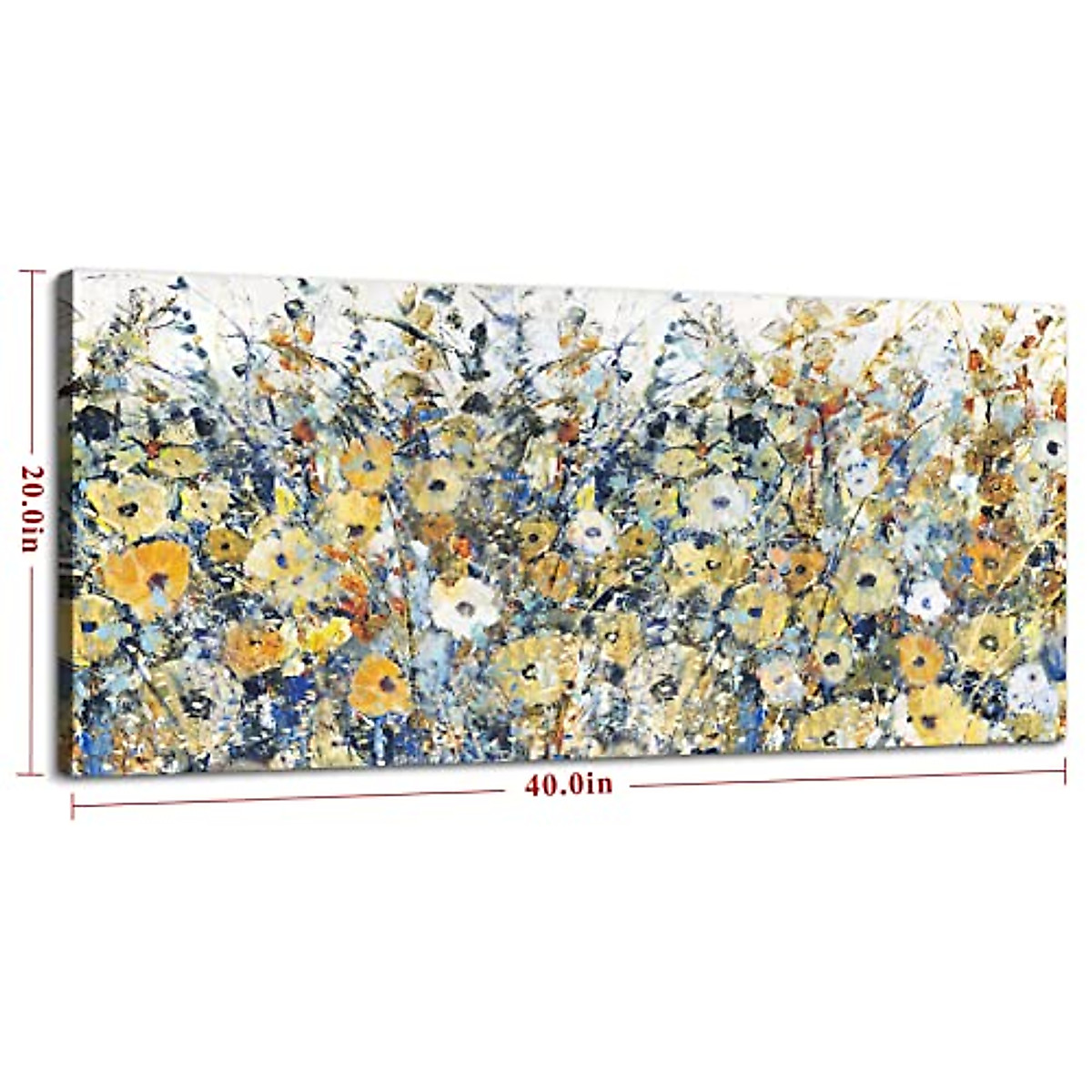 Yuegit Contemporary Flowers Canvas Wall Art : Paintings for Wall Decorations Abstract Wall Art Wall Paintings for Living Room Home Office Ready to Hang 20X40Inch