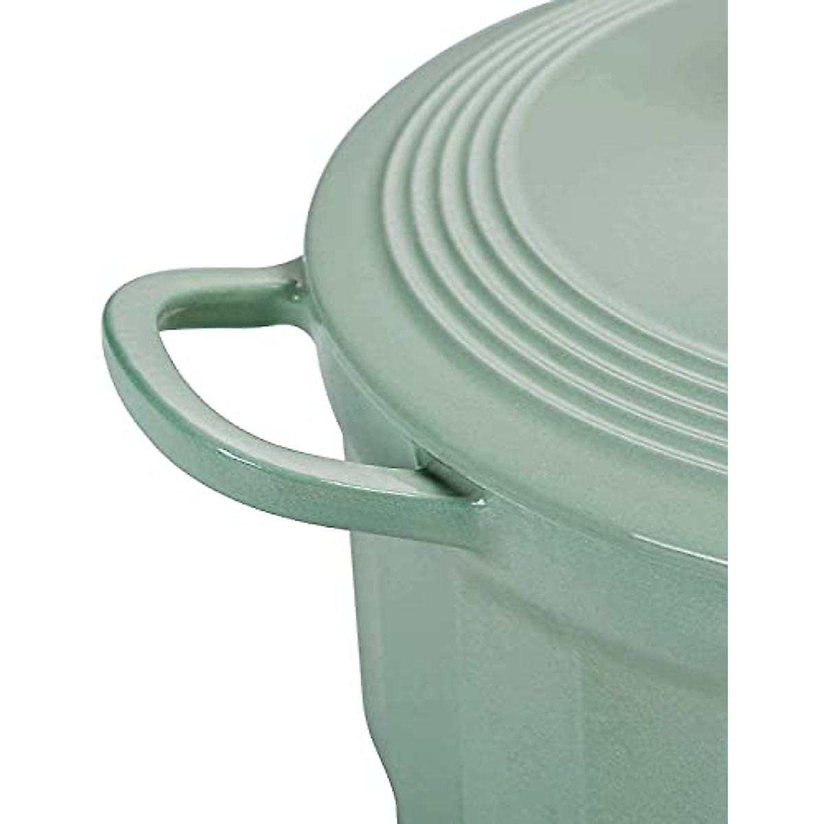 BUYDEEM CP521 Enameled Cast Iron Dutch Oven, Stylish Cupcake Design with 18/8 Stainless Steel Knob & Loop Handles, Perfect for Stewing, Roasting, Baking, 3 Quart (Cozy Greenish)