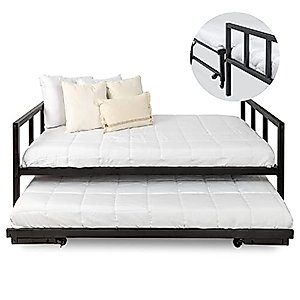Milliard Twin Daybed and Fold- Up Trundle Set, Frame - Mattresses Sold Separately (Black)