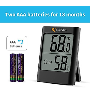 Humidity Gauge, 2 Pack Indoor Thermometer for Home Digital Hygrometer Room Thermometer and Humidity Gauge with Temperature Humidity Monitor AAA Battery Powered(Color: Black and White)