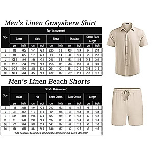 COOFANDY Men Linen Beach Outfit Summer Cuban Button Down Shirt and Short Set