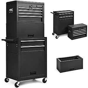 ARLIME 6-Drawer Rolling Tool Chest, Tool Storage Cabinet W/ Sliding Drawers, Detachable Top Box & Locking System, Removable Toolbox Organizer for Garage & Warehouse (Black)