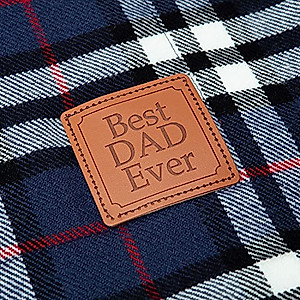 Chanasya "Best Dad Sherpa Plaid Throw Blanket - Soft Cozy Warm Plush Fluffy Fleece Flannel Throw Blankets - Gifts for Fathers Dads Grandfathers - Fall Autumn Winter Holiday Camping Blanket - Navy/Red