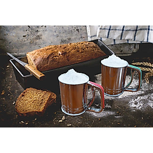 3-Cup Stainless Steel Flour Sifter,Squeeze Sifter for Baking with Compatable Silicone Handle (Green)