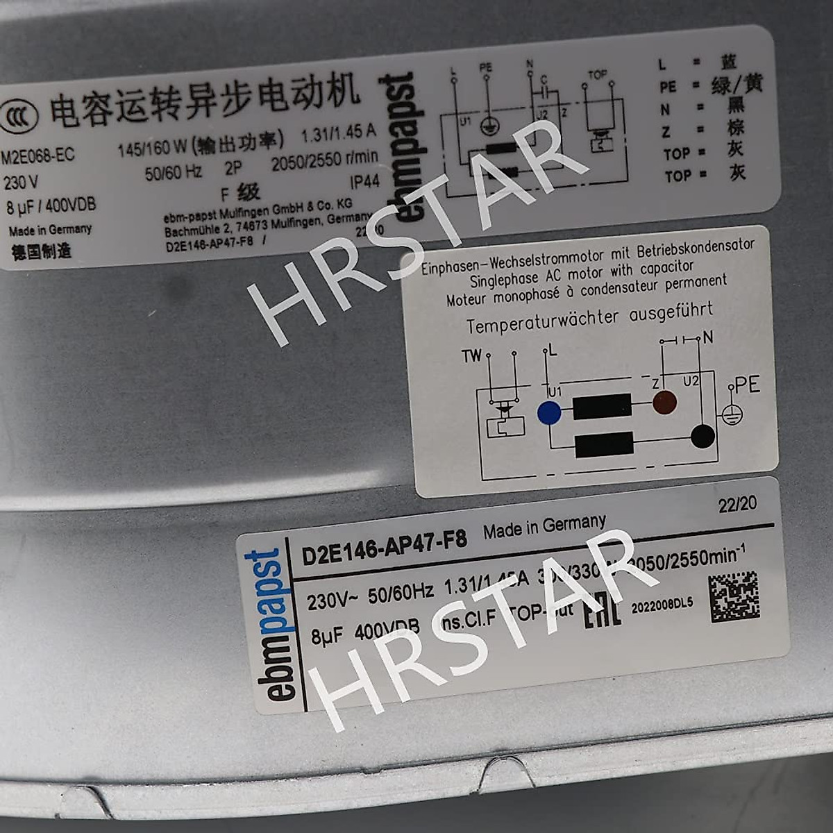 HRSTAR Original New D2E146-AP47-F8 D2E146-AP47-C3 ebmpapst Fan 230VAC M2E068-EC Inverter Cooling Fans