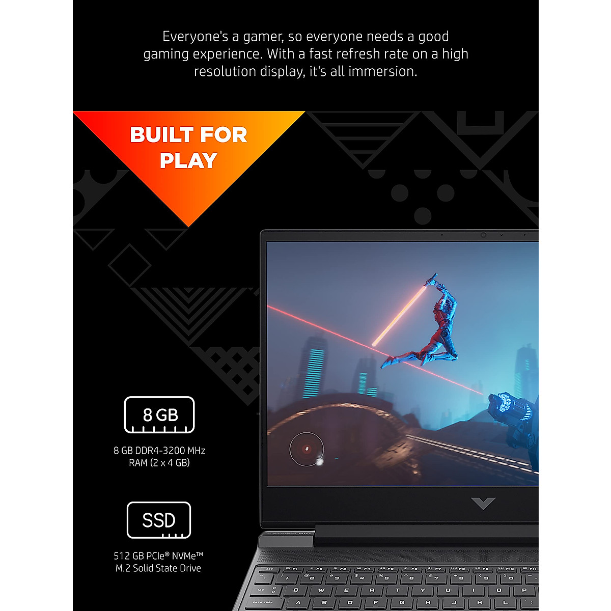 HP Victus 15 Gaming Laptop, NVIDIA GeForce RTX 3050 Ti, 12th Gen Intel Core i5, 8 GB RAM, 512 GB SSD, Full HD IPS Display, Windows 11 Home, Backlit Keyboard, Enhanced Thermals (15-fa0010nr, 2022)