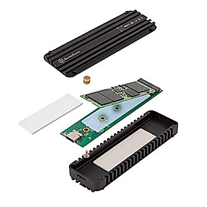 Silverstone MS12, 20Gbps SuperSpeed+ USB 3.2 Gen 2x2 Type-C to NVMe M.2 SSD Enclosure, Aluminum, Black, SST-MS12