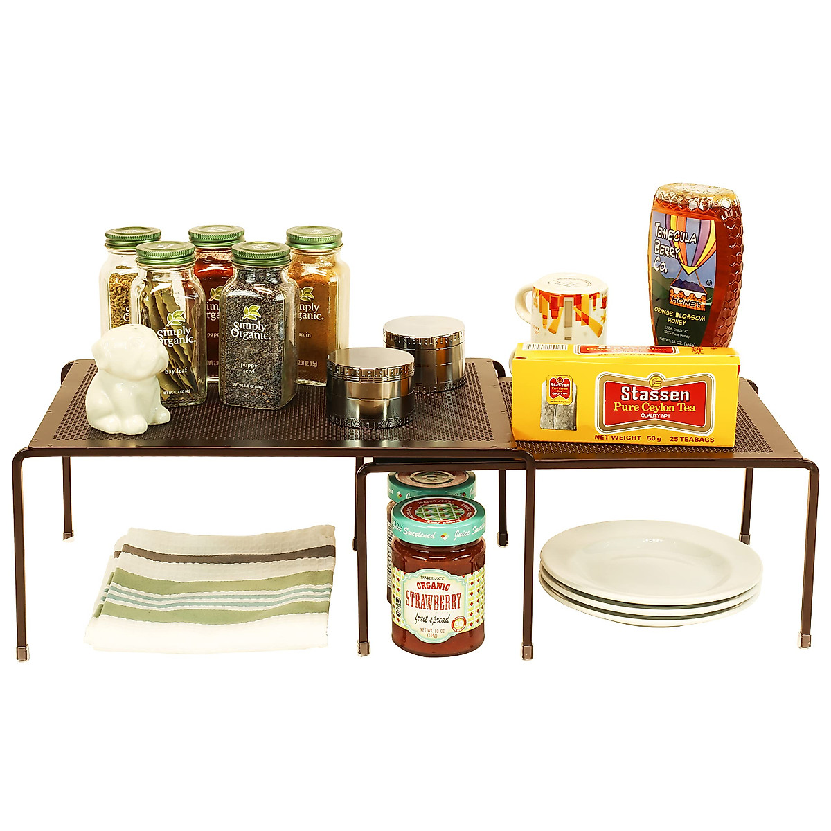 Deco Brothers Expandable Cabinet Shelf Organizer for Kitchen Cabinet and Counter, Bronze