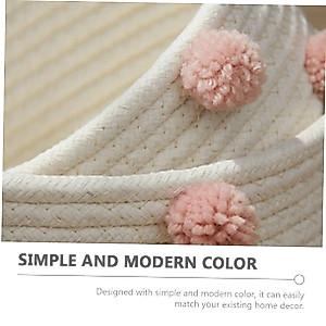 CHILDWEET Woven Hamper Storage Basket Cotton Rope Organizer Cotton Rope Key Tray Rope Woven Basket Storage Bins for Clothes Storage Bin Cotton Woven Container Manual Baby Cotton Makeup Box