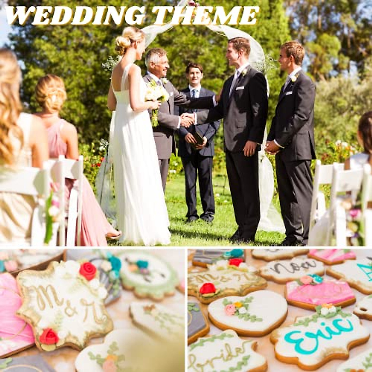 Crethinkaty 4PCS Plastic Bless Plaque Frame Pastry Biscuit Cookie Cutter Cake Fondant Cutters Mold Wedding Birthday Baby Party Baking（Style B）