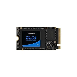 VisionTek 2242 DLX4 M.2 SSD - 1TB - PCIe Gen 4.0 x4 NVMe - 5200MB/s Read, 4775MB/s Write – Laptops, Handheld Gaming PCs, NUC