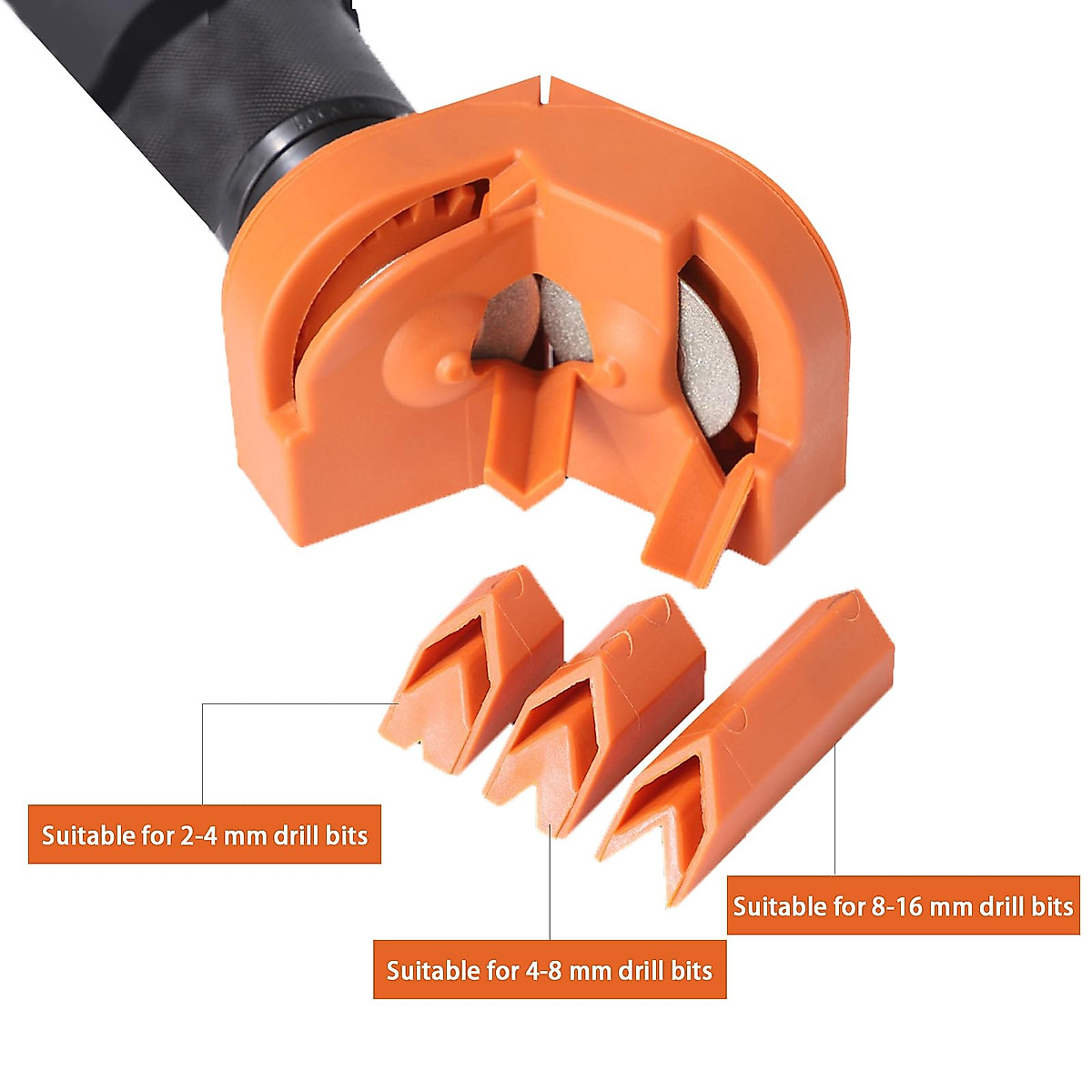 Drill Bit Sharpener，Drill Bit Sharpener for All Bits，Multipurpose Drill Bit Grinding Sharpener for High-Speed Steel, Masonry, Carbide, Cobalt & Tin-Coated Drill Bits（Orange）