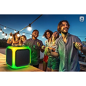 PHILIPS X7207 Bluetooth Party Cube Speaker with 360° Party Lights - Link up to 50 Speakers, Black