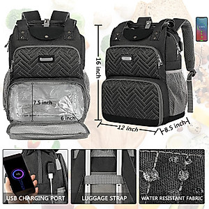 Lunch Backpack, Lunch Box Backpack for Women Men with USB Charging Port RFID Pockets Insulated Cooler Backpacks for Work, Waterproof Lunch Bookbag Teacher Nurse College Student Gifts Fits 15.6 Laptop