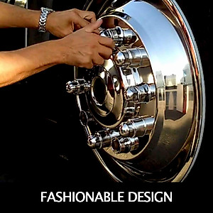 VEVOR Stainless Steel Front And Rear Wheel Simulators 19.5 Inch 10 Lug Wheel Simulator 4PCS of Hand Hole Hubcap Kit Compatible With 2005-2021 Ford Super Duty F450 - F550 10 Lug Dually Trucks Only