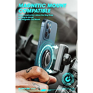 SUPCASE Cell Phone Ring Holder, 360° Rotation & 180° Flip Universal Phone Ring Stand with Metal Phone Grip Compatible for Magnetic Car Mount (Black)