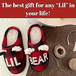 Dearfoams baby girls Unisex-child Lil Bear and Bear Slipper, Lil Bear Buffalo Plaid, 4-5 Big Kid US