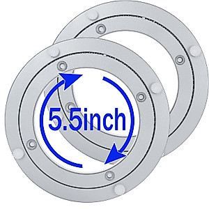 2pcs 5.5inch Aluminium Alloy Lazy Susan Turntable Bearings, Round Rotating Bearing Turntable Base, 360 Degree Rotating Swivel Plate Lazy Susan Hardware for Kitchen Dining Table, 110lbs Capacity