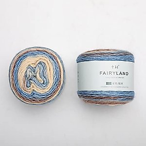 SHIKE Fairyland Gradient Color Cotton Cake Yarn,Medium-Fine Multicolor Rainbow Yarn for Knitting or Crocheting,100g 60% Cotton 30% Acrylic 10% Wool,Self Striping Ombre Air Yarn (62, 1 Ball)