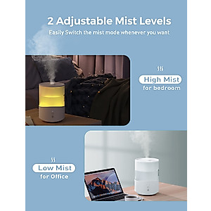 Cool Mist Humidifier, 2-in-1 Essential Oil Diffuser for Baby Kids Nursery, 2.5L Top Fill Humidifier with 7-Color Night Lights for Bedroom Office, Humidifier with Adjustable Mist Mode, Auto Shut Off