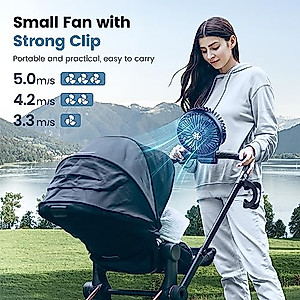ANKACEPERSONAL 10000mAh Portable Fan Rechargeable, Battery Operated Desk Clip on with LED Light, 3 Modes 360 Rotation Personal USB Small for Outdoor Camping Golf Cart Indoor Gym Treadmill Office,Blue