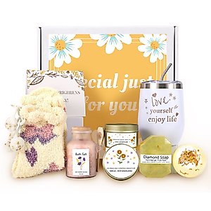 Gifts for Women, Birthday Gifts for Women, Unique Gift Ideas for Mom from Daughter, Gifts for Friends Female, 30th 40th 50th Happy Birthday Gift Basket for Women, Thank You Gift for Women (Yellow)