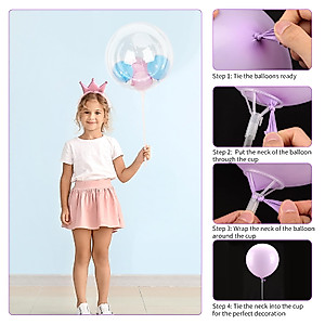 RUBFAC 35pcs Bobo Balloon Sticks with Cups Clear Big Balloon Holders Without Connector 16inch Long for Birthday Party Graduation Wedding Decorations