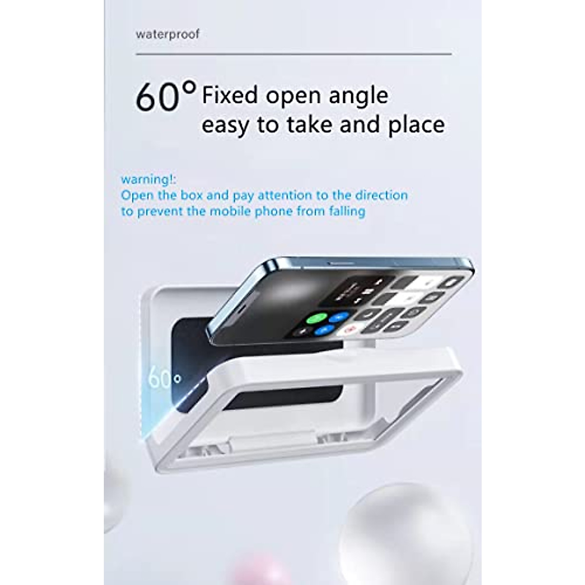 Profitsrollin Waterproof Shower Phone Holder,360° Rotation Shower Phone Case, Anti-Fog High Sensitivity Cover Mount Box for Bathroom Wall Mirror Bathtub Kitchen, Universal Phones Under 7 inch (White)