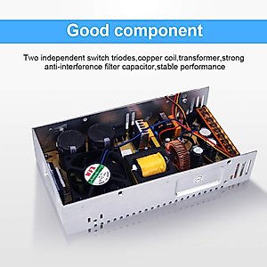 Adjustable DC Power Voltage Converter AC 110V-220V to DC 0-48V 10A Module Switching Power Supply Digital Display 480W Voltage Regulator Transformer Built in Cooling Fan