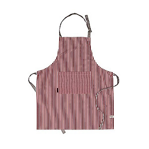 AMOUR INFINI Stripe Apron | 27.5 x 33 Inches| 100% Organic Cotton | Womens Apron for Cooking, Baking, Gardening | Convenient Pockets and Adjustable Strap at Neck & Waist Ties | Rust