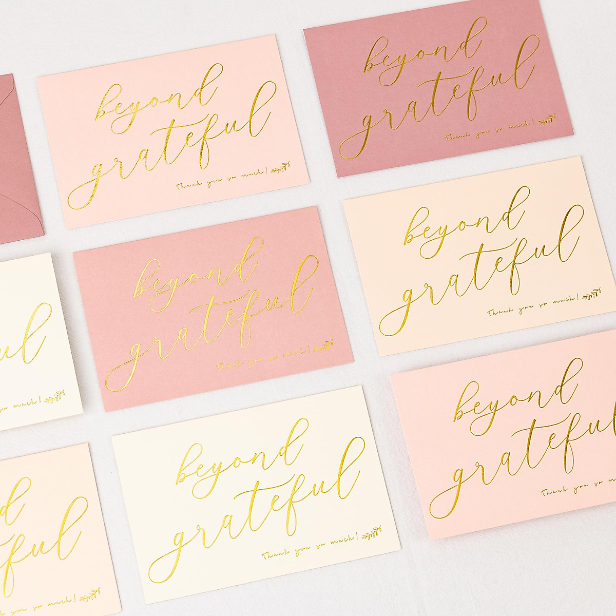 Crisky 50 pcs Rose Gold Beyond Grateful Thank You Cards With 50 Envelopes & 50 Stickers Simple, Chic, Elegant Greeting Cards Perfect for: Wedding/Business/Birthday/Graduation. 4 x 6 inches 50 Pack