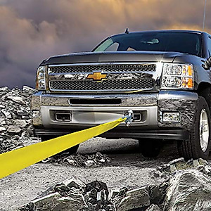 VULCAN Tow Strap with Reinforced Eyes - Standard Duty - 3 Inch x 20 Foot - 7,500 Pound Towing Capacity