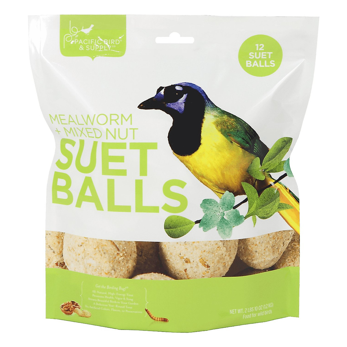 Pacific Bird & Supply Co Mealworm + Mixed Nut Suet Balls (12 Pack)