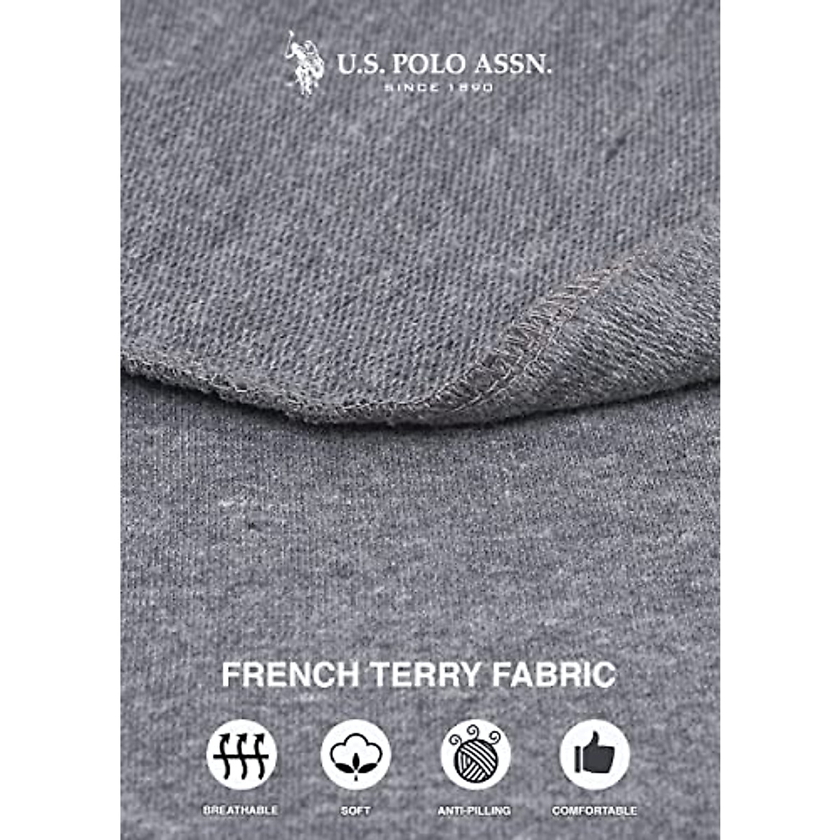 U.S. Polo Assn. Womens Sweatpants - Women Joggers Sweats with Logo Print - French Terry Poly-Cotton (Charcoal Heather with White Print, Medium)