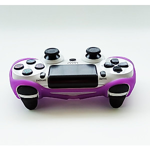 Skin Compatible for PS4 Controller Pandaren Soft Silicone Thicker Half Skin Cover Grip for PS4 /SLIM /PRO Controller (Skin X 4 + Thumb Grip X 8)(Black,White,Red,Blule)