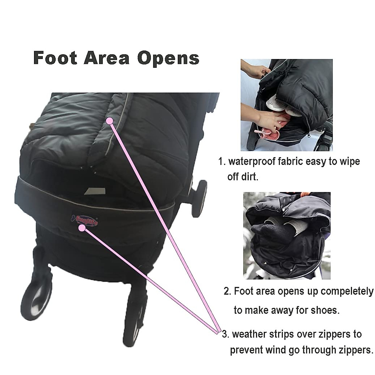 Anti-Kick Waterproof Stroller Sleeping Sack,Universal Stroller Footmuff Fits All Toddler/Sleeping Bag Cocoon Cozy Warmer for Baby Winter Stroller Cover with Unique Design