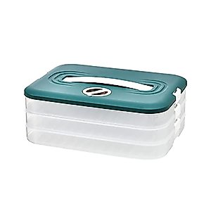 JZSMY Frozen Dumpling Storage Box Refrigerator Dumpling Freezing 3 Layer Frozen Dumpling Box Crisper Food Grade Stackable Dumpling Food Containers, Dumpling Box Bins Holder with Lids (Blue)