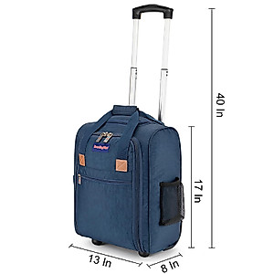 17x13x8 Inches JetBlue Airlines Rolling Personal Item Underseat Travel Bag - Suitable for Major Airlines including Spirit, Jetblue, Frontier, and American - Duffel Bag Design (Navy)