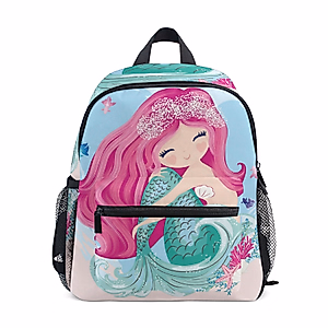 Aflyko Mermaid Kids Backpack for Daycare Bookbag for Kindergarten Daypack for Toddler Girls and Boys 10 x 4 x 12 Inch