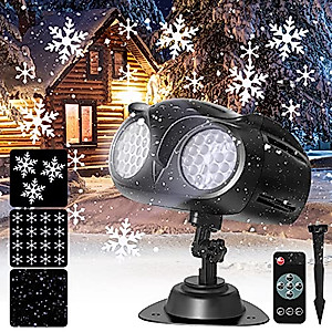 Christmas Dynamic Snowflake Projector Lights Outdoor, Owl Shape Apperance Design, IP65 Waterproof Indoor and Outdoor Snowfall Landscape Light for Xmas, Party, New Year, Holiday House Decoration